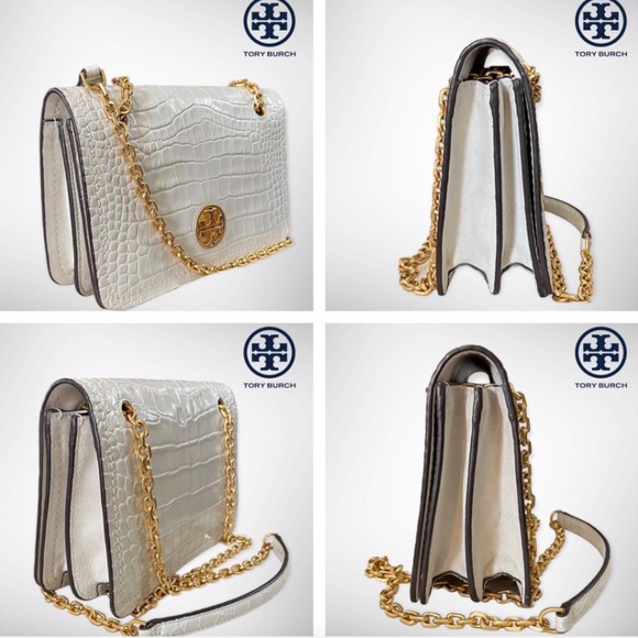 Tory Burch | Bags | Tory Burch Carson Croc Embossed Convertible White ...